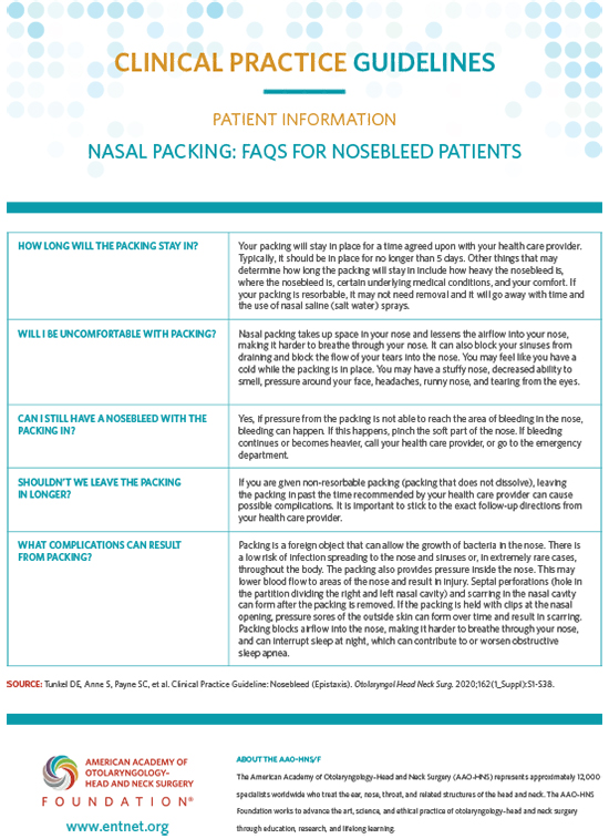 Clinical Practice Guideline: Nosebleed (Epistaxis) | AAO-HNS Bulletin